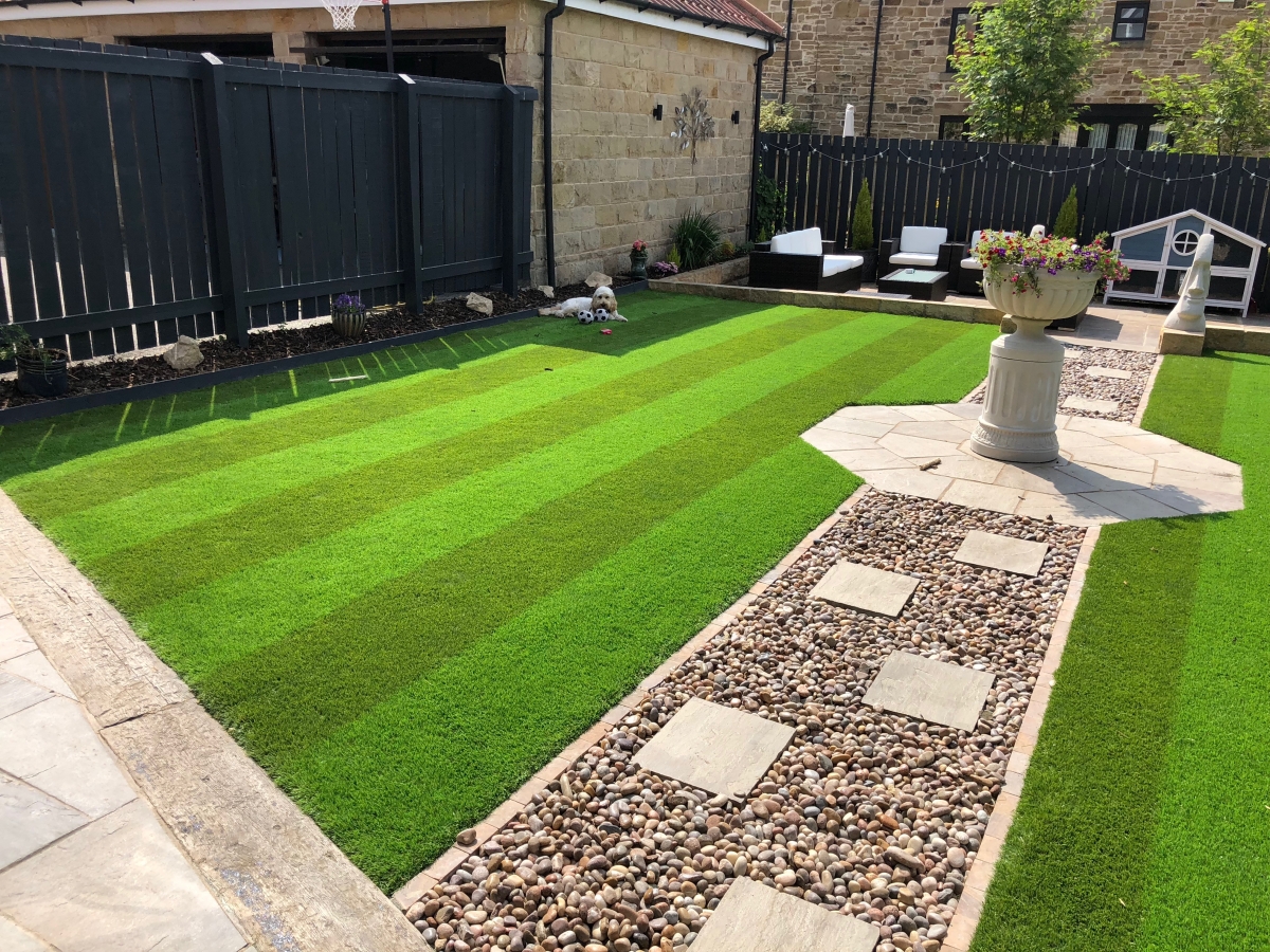 Striped Artificial Grass For Sale or Installed | Half Meter Stripes